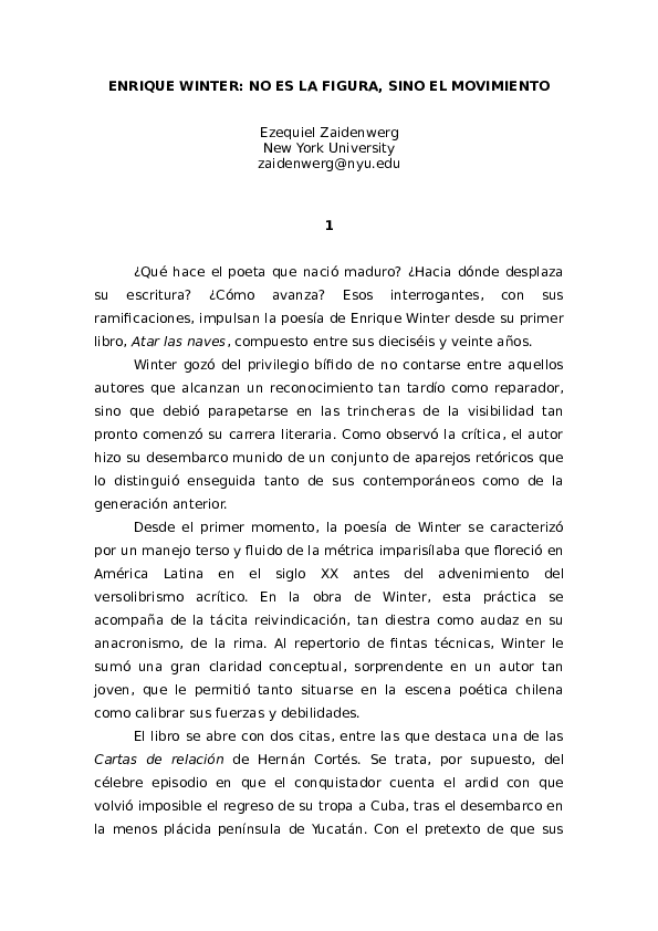(DOC) Prólogo de Primer movimiento, de Enrique Winter (Nueva York ...