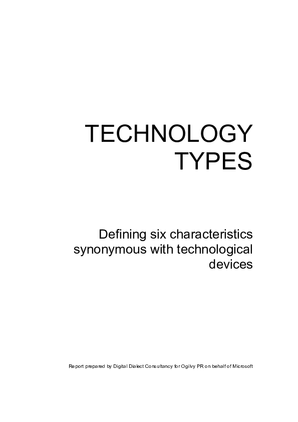 (PDF) TECHNOLOGY TYPES: Defining six characteristics synonymous with ...