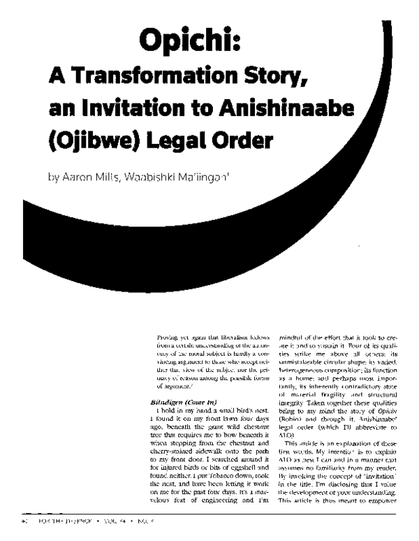 (PDF) Opichi: A Transformation Story, an Invitation to Anishinaabe ...