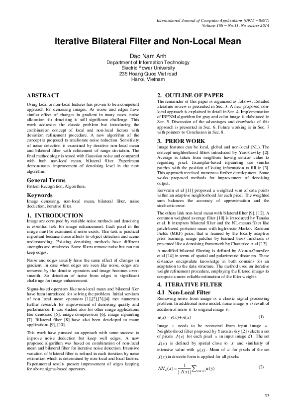 Iterative Bilateral Filter and Non-Local Mean