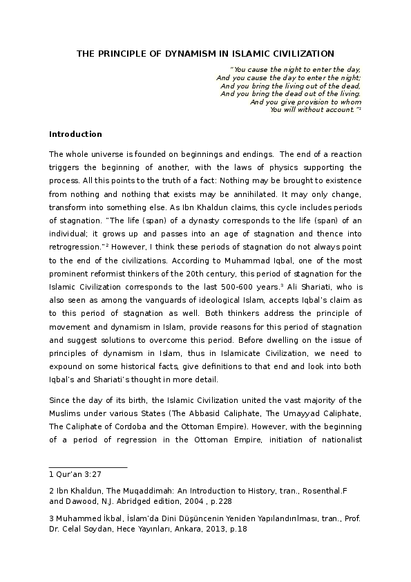 (DOC) THE PRINCIPLE OF DYNAMISM IN ISLAMIC CIVILIZATION