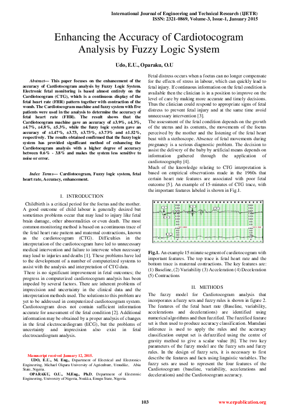 (PDF) Enhancing the Accuracy of Cardiotocogram Analysis by Fuzzy Logic ...