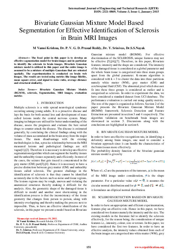 Pdf Bivariate Gaussian Mixture Model Based Segmentation For Effective