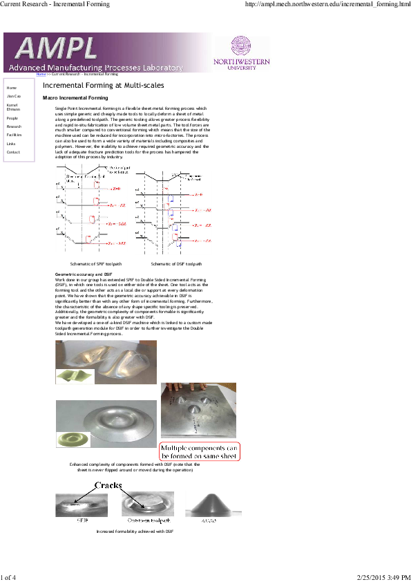 Incremental Forming at Multi-scales