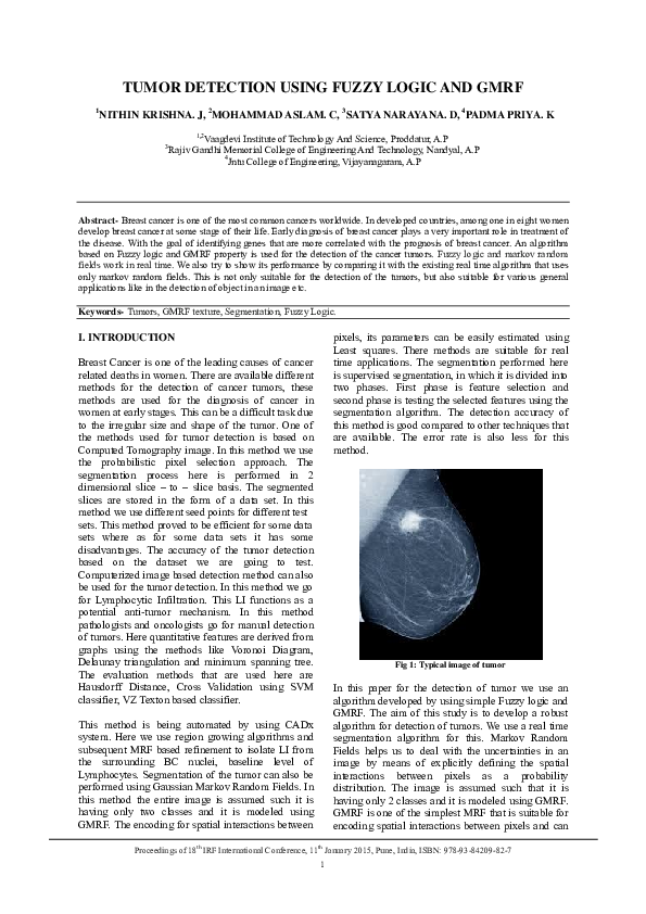 Pdf Tumor Detection Using Simple Fuzzy Logic And Gmrf