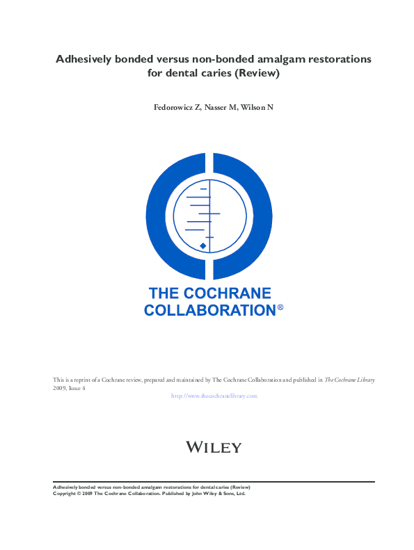 (PDF) Adhesively bonded versus non-bonded amalgam restorations for ...