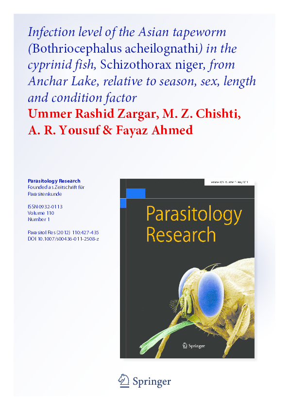 (PDF) Infection level of the Asian tapeworm (Bothriocephalus ...