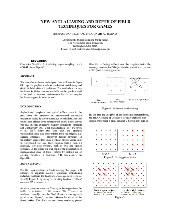 (PDF) New Anti-Aliasing and Depth of Field Techniques for Games