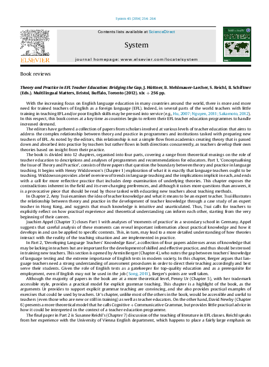 (PDF) [Review of the book Theory and practice in EFL teacher education ...