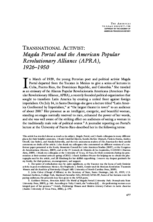 (PDF) TRANSNATIONAL ACTIVIST: Magda Portal and the American Popular ...