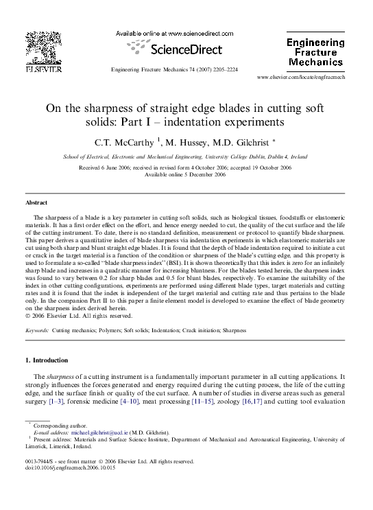 (PDF) On the sharpness of straight edge blades in cutting soft solids ...