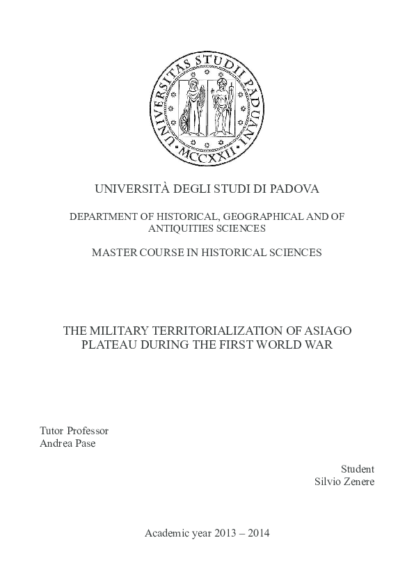 (PDF) The military territorialization of Asiago Plateau during the ...