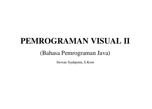 (PDF) Pengenalan Pemrograman Java