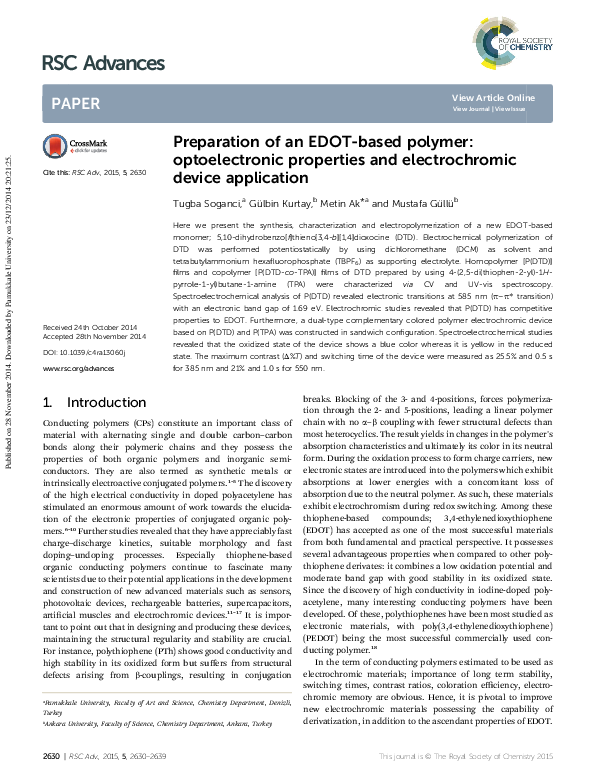 Preparation of an EDOT-based polymer