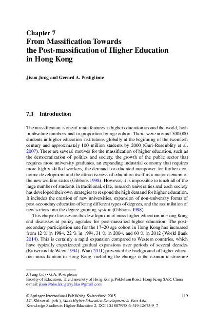 (PDF) From massification towards the post-massification of higher ...