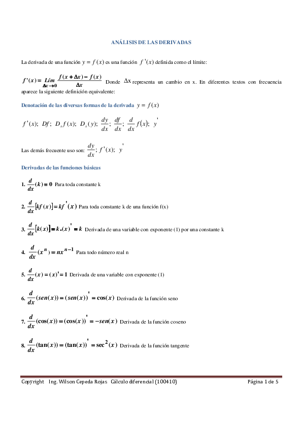 (PDF) Propiedades de las Derivadas