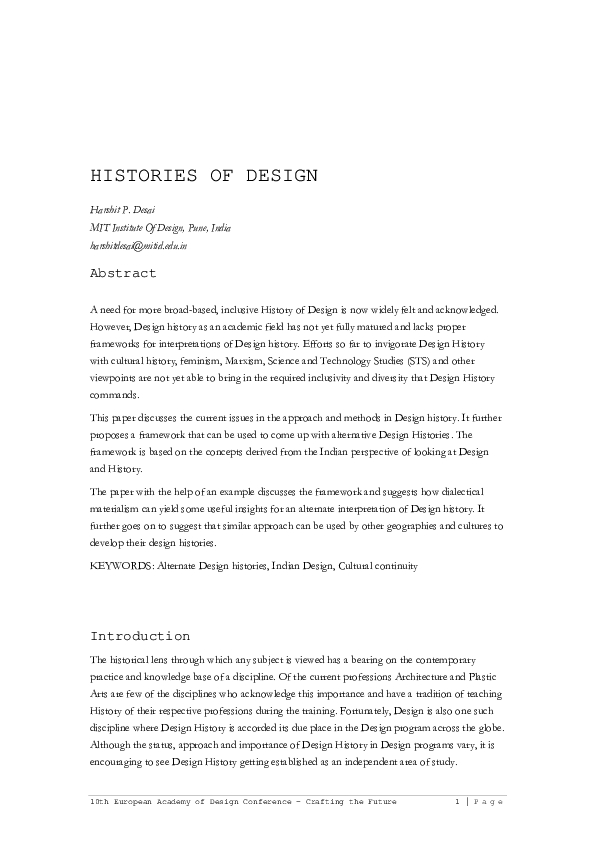 (PDF) Histories Of Design