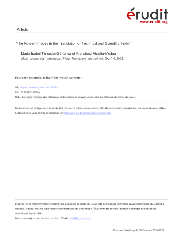 (PDF) Translation of Technical Texts