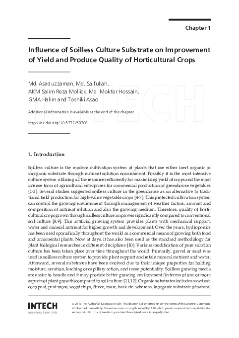 (PDF) Influence of Soilless Culture Substrate on Improvement of Yield and Produce Quality of ...