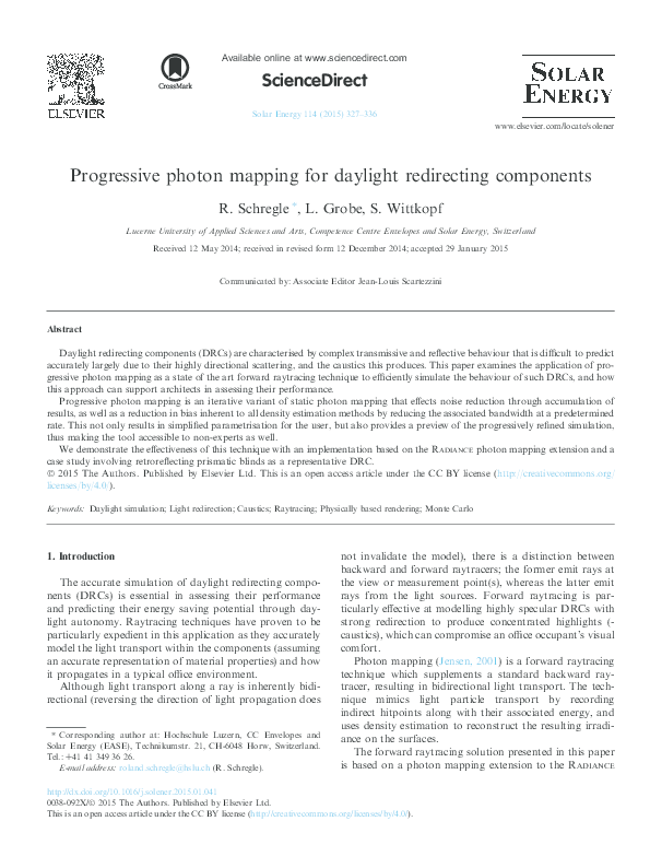 (PDF) Progressive photon mapping for daylight redirecting components