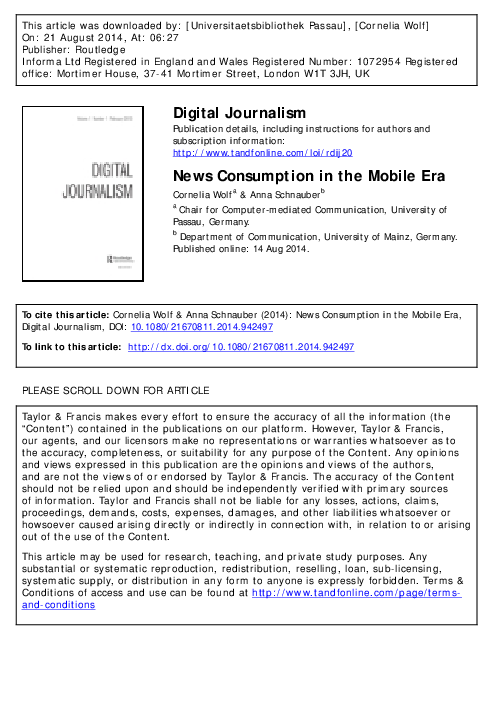 (PDF) News consumption in the mobile era. The role of mobile devices ...