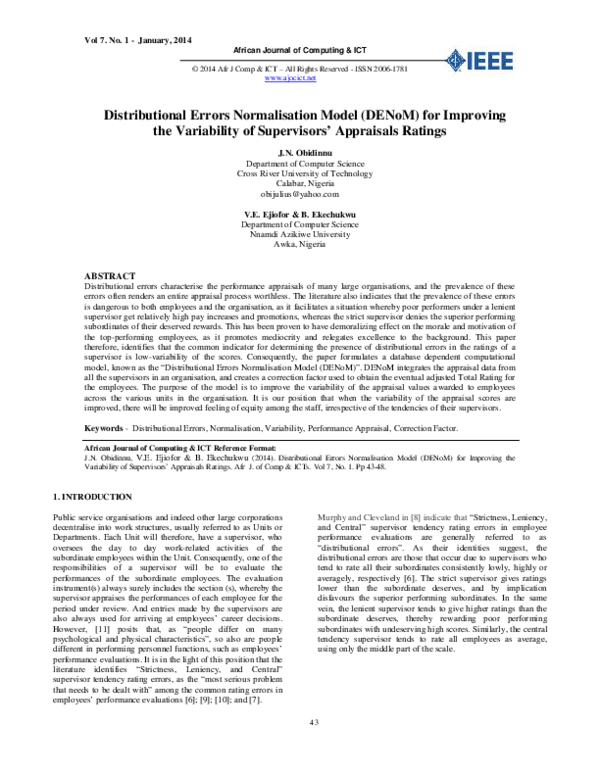 (PDF) Distributional Errors Normalisation Model (DENoM) for Improving the Variability of ...