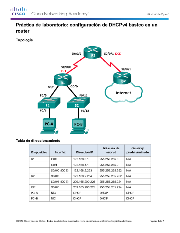 (PDF) 10 1.2 4 Lab - Configuring Basic DHCPv4 on a Router