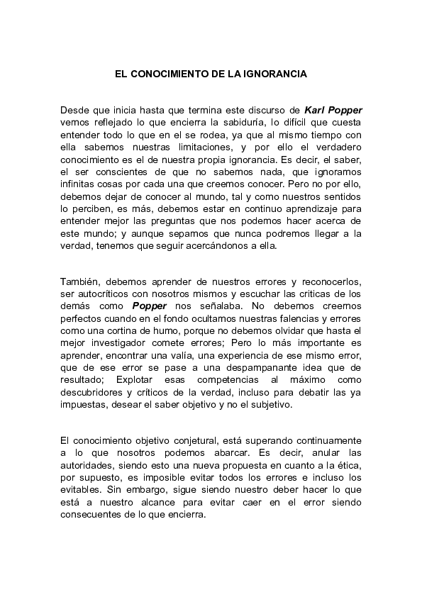 Doc El Conocimiento De La Ignorancia