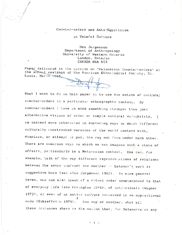 (PDF) Counter-orders and anti-egypticism in Telefol culture (March 1988)