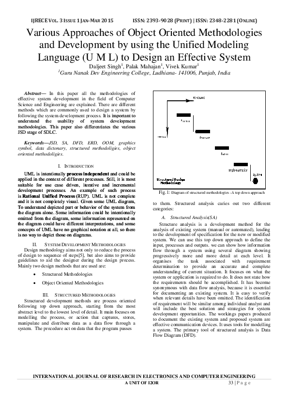 (PDF) Daljeet Singh, Palak Mahajan, Vivek Kumar, "Various Approaches of Object Oriented ...