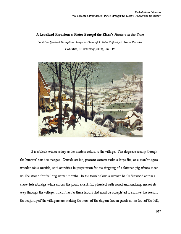 (PDF) A Localized Providence: Pieter Bruegel the Elder's Hunters in the ...