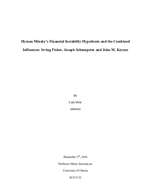 (PDF) Hyman Minsky’s Financial Instability Hypothesis and the Combined ...