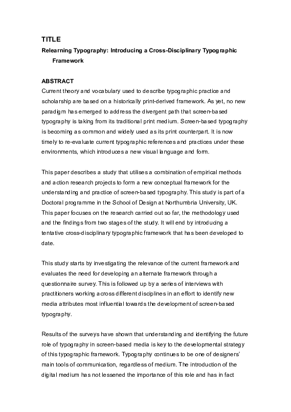(DOC) Relearning Typography: Introducing a Cross-Disciplinary ...