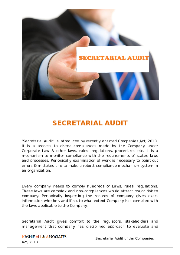 (DOC) Secretarial Audit under section 204 of the Companies Act 2013