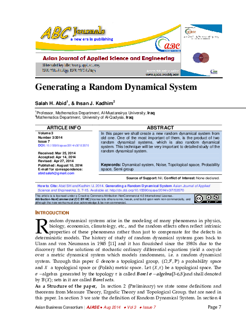(PDF) Generating a Random Dynamical System