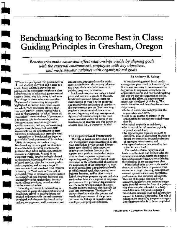 (PDF) Benchmarking to Become Best in Class