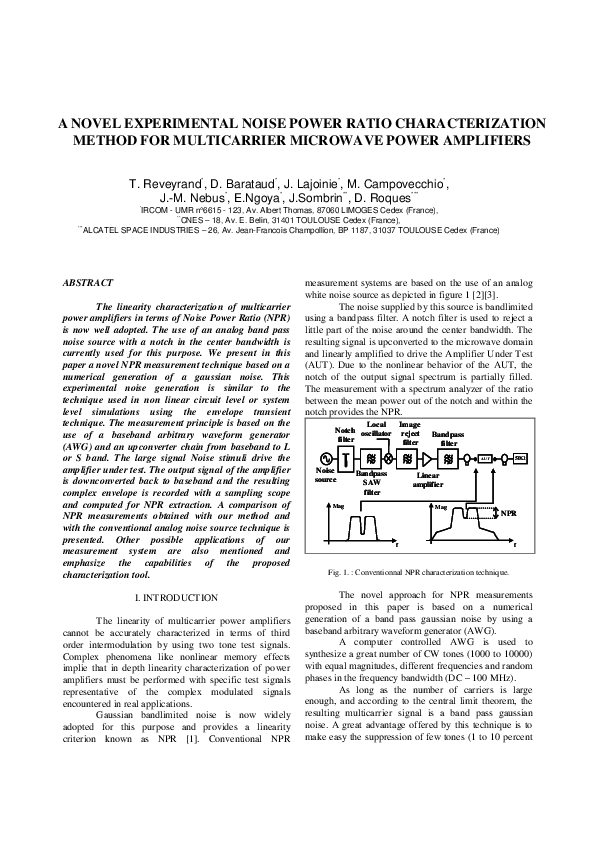 Pdf A Novel Experimental Noise Power Ratio Characterization Method