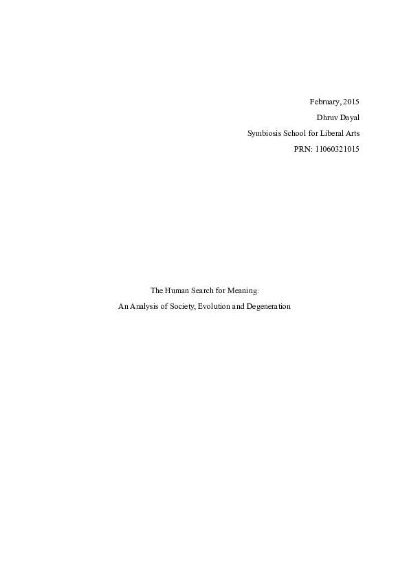 (DOC) The Human Search for Meaning: An Analysis of Society, Evolution ...