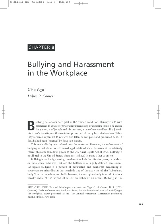 (PDF) Bullying and Harassment in the Workplace