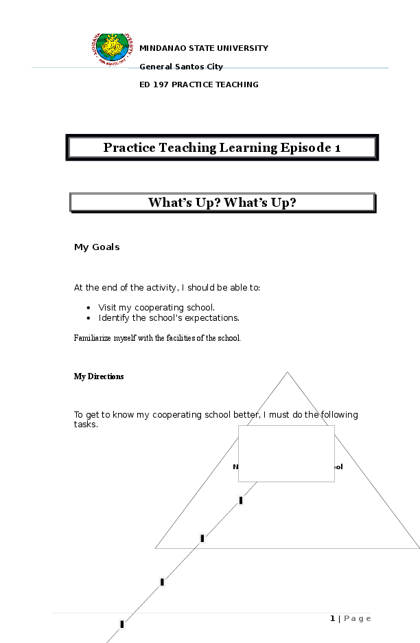 (DOC) Practice Teaching Learning Episode 1 What's Up? What's Up