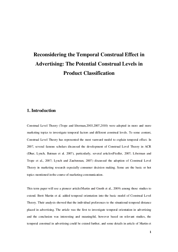 (PDF) reconsidering product classification based on construal level ...
