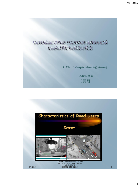 (PDF) Vehicle and Human (Driver) Characteristics