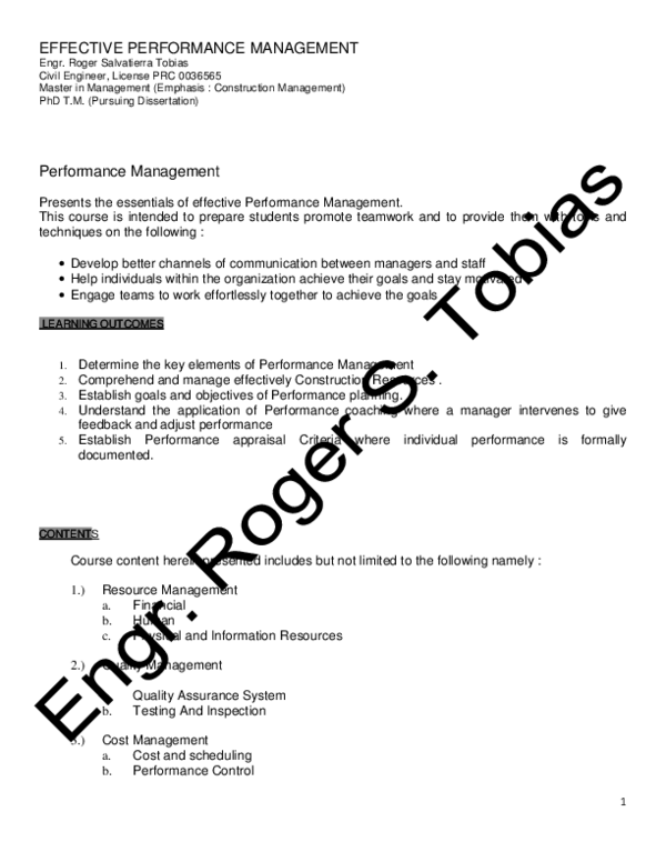 (PDF) Effective Performance Management