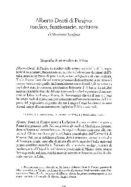 (PDF) Alberto Denti di Pirajno. Medico, funzionario, scrittore
