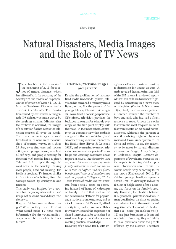 (PDF) Natural Disasters, Media Images and the Role of TV News