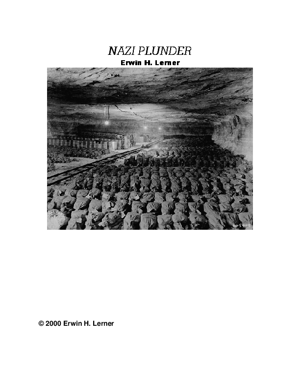 (PDF) NAZI PLUNDER non-fiction by Erwin H. Lerner | Erwin H Lerner ...