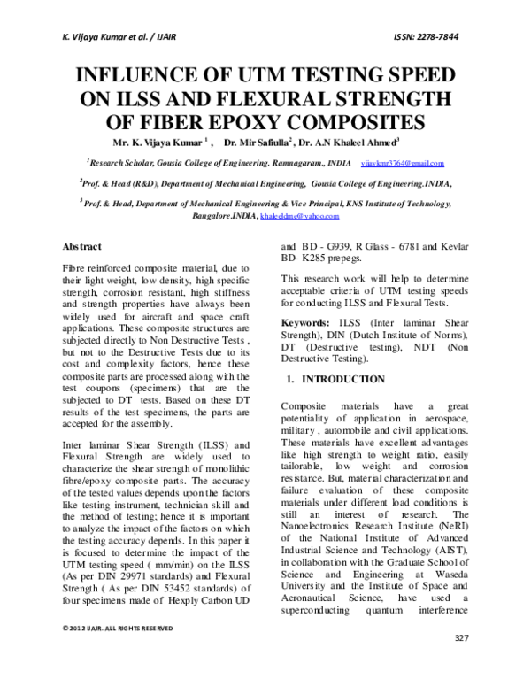 (PDF) INFLUENCE OF UTM TESTING SPEED ON ILSS