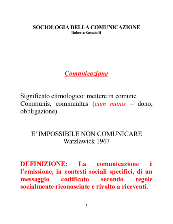 (DOC) DISPENSE SOCIOLOGIA COMUNICAZIONE 2011 2