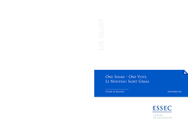 (PDF) One share-One vote, le nouveau Saint Graal