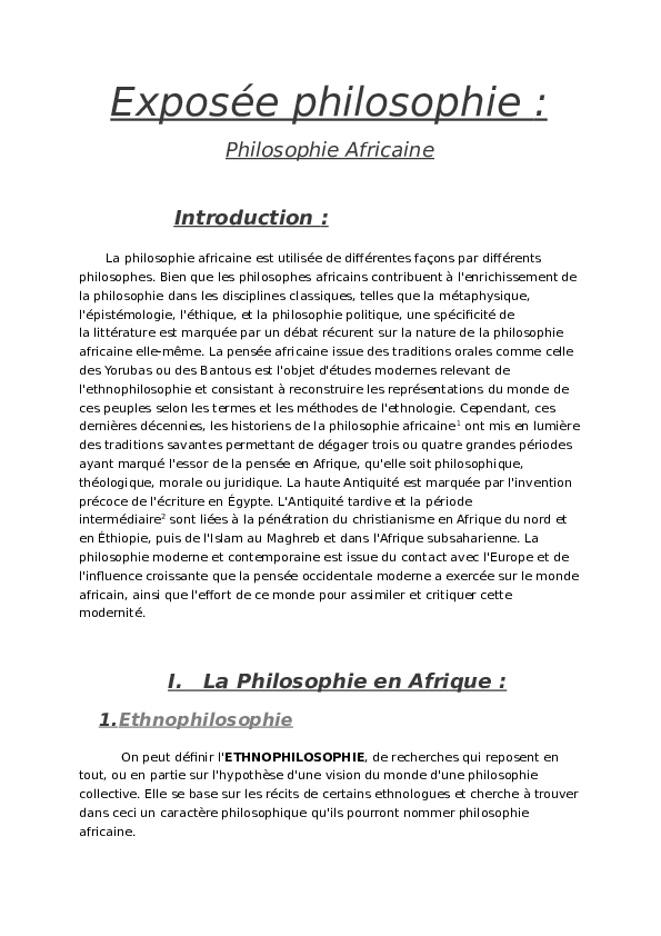 (DOC) Exposée philosophie